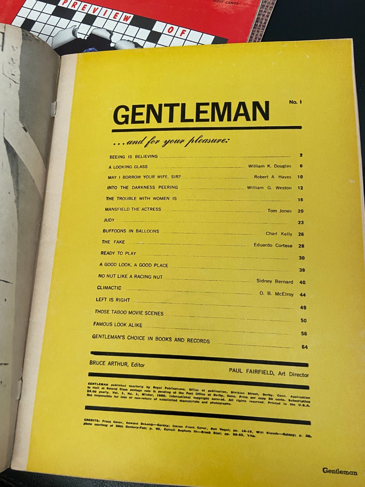 Gentleman Magazine Pinup Girly Winter 1960 - Jayne Mansfield, Buni ...