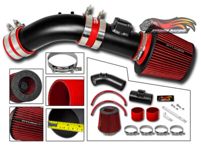 MATT BLACK Short Ram Air Intake Kit + RED For 04-07 Accord W MAF sensor ...