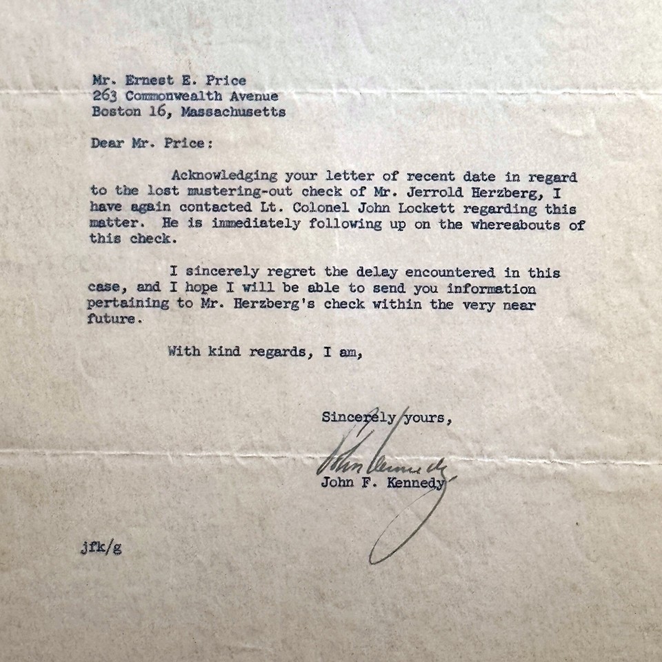 JOHN F. KENNEDY * PSA * Senate AUTOGRAPH Veterans Assistance Letter ...
