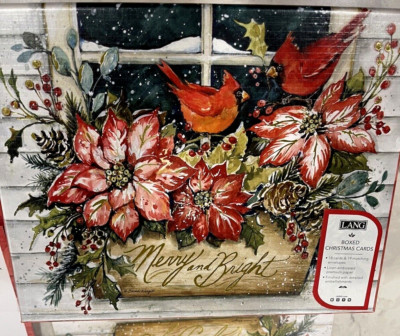 LANG CHRISTMAS GREETING CARDS Boxed "MERRY & BRIGHT" SUSAN WINGET 18 ...