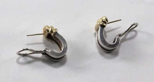 TIFFANY & CO. T&CO ATLAS 925 STERLING SILVER 18K YELLOW GOLD HOOP OMEGA ...