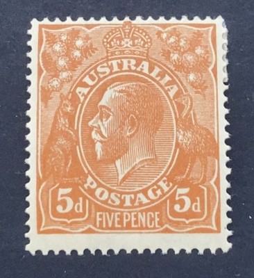Australia 1914 KGV Single Watermark 5d Brown - Mint Hinged | eBay
