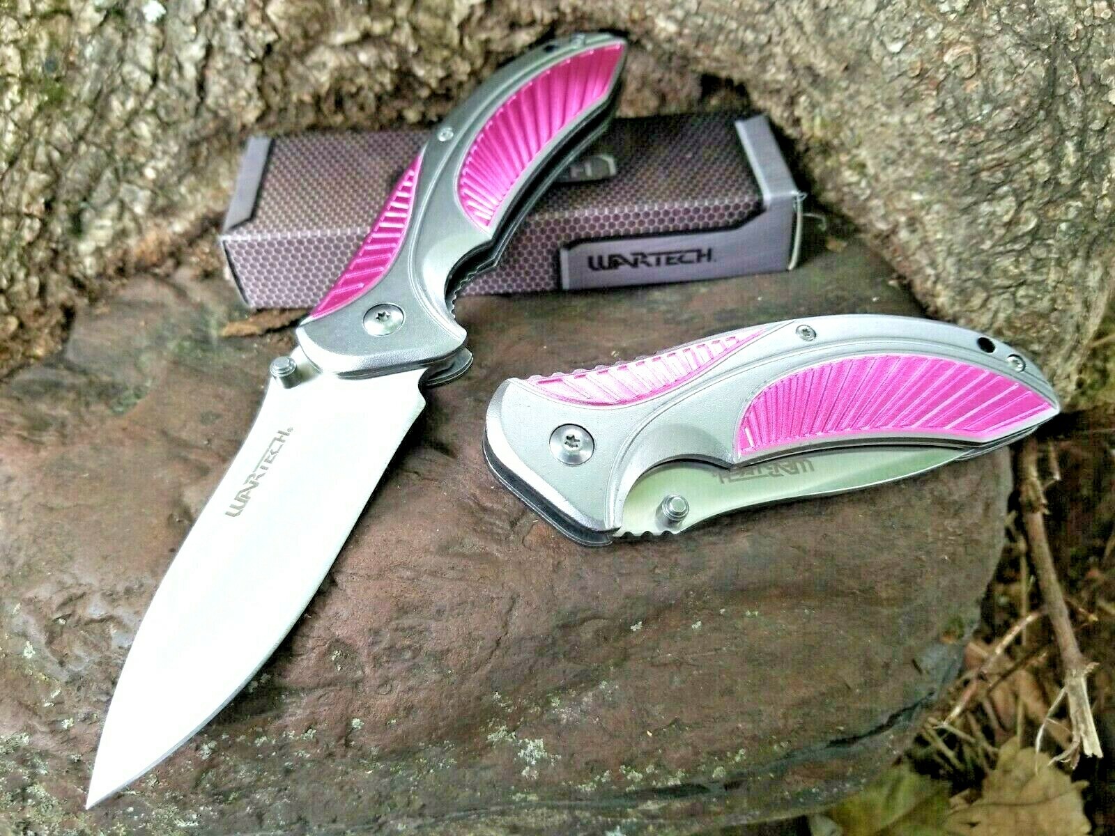 Women's Pocket Knife Pink Silver Metal Spring Assisted Girls Ladies ...