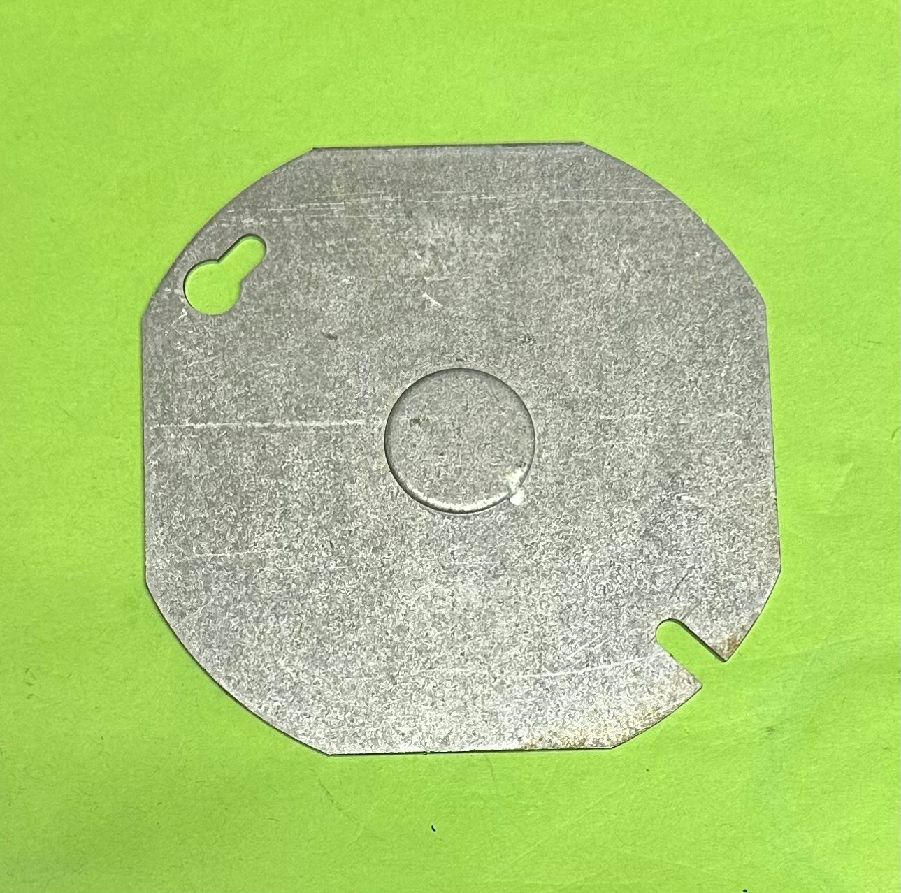 Steel City 4" Flat Metal Round/Oct Box Cover Plate Blank 1/2" KnockOut ...