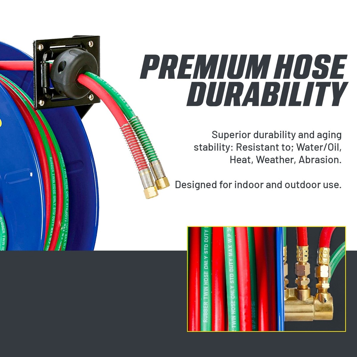 Welding Hose Reel Goodyear Industrial Retractable - 1/4\" X 50\' Twin ...