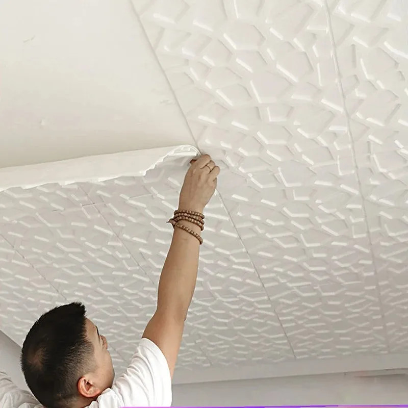 5/20 Panels 3D Foam Self-adhesive Wallpaper Ceiling Wall Sticker DIY ...
