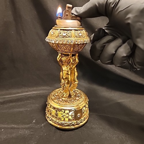 Vintage Cherub Gold table lighter - Hollywood Regency. Works - Base ...