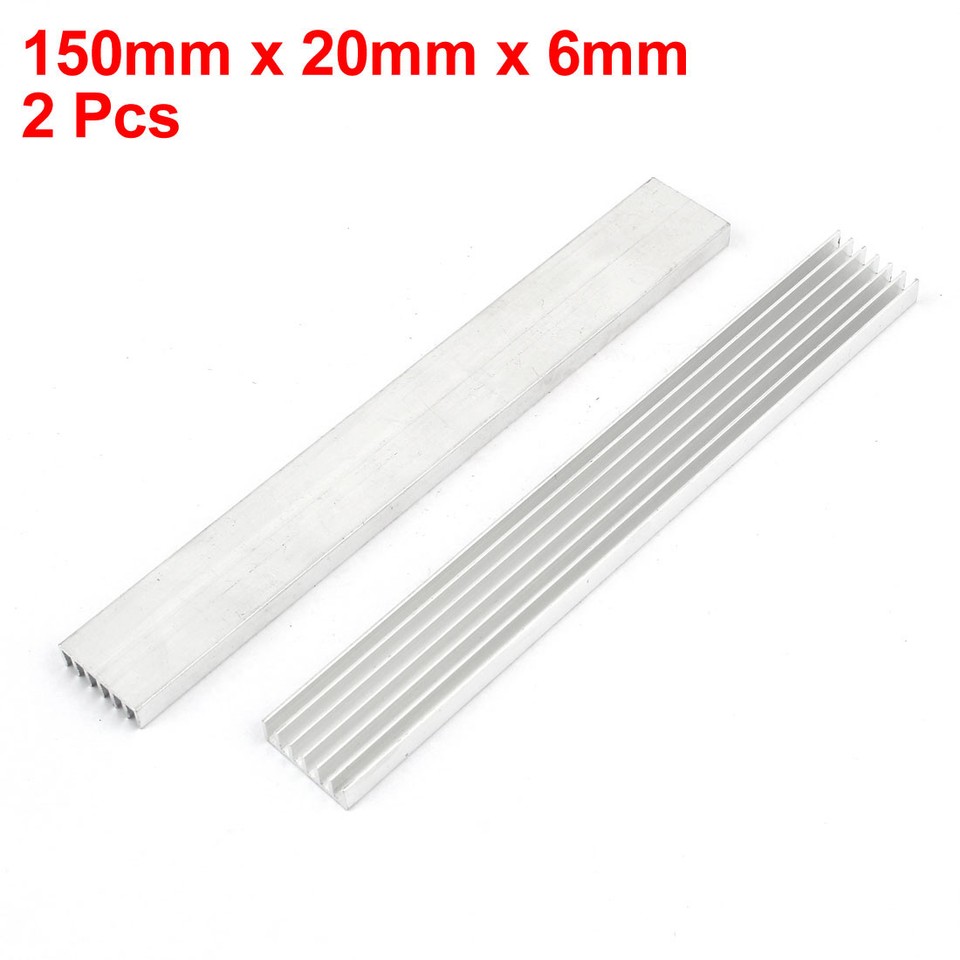 2 Pcs Silver Tone Aluminum Heat Sink Heatsink Cooling 150mm x 20mm x ...