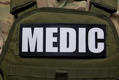 3x8" MEDIC Black White Hook Vest Patch POLICE MILITARY CONTRACTOR EMT ...