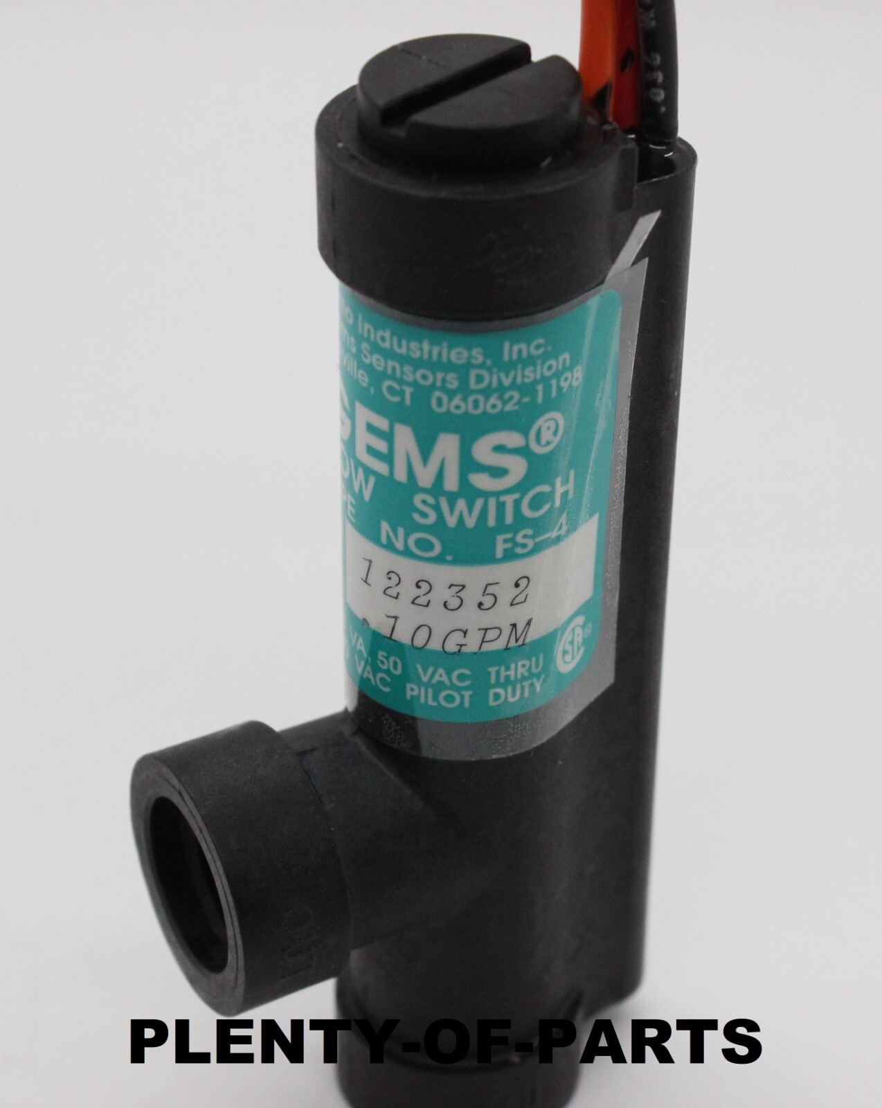 Gems Flow Switch FS-4 122352 0.1 GPM SPDT 9/16" - 18 UNF Inlet/Outlet ...