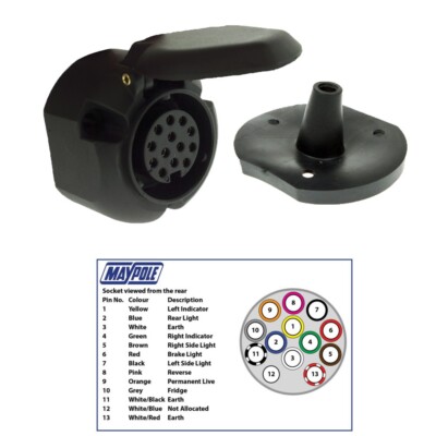 Maypole 13 Pin Socket Caravan Trailer Plastic c/w Rear Gasket | eBay UK