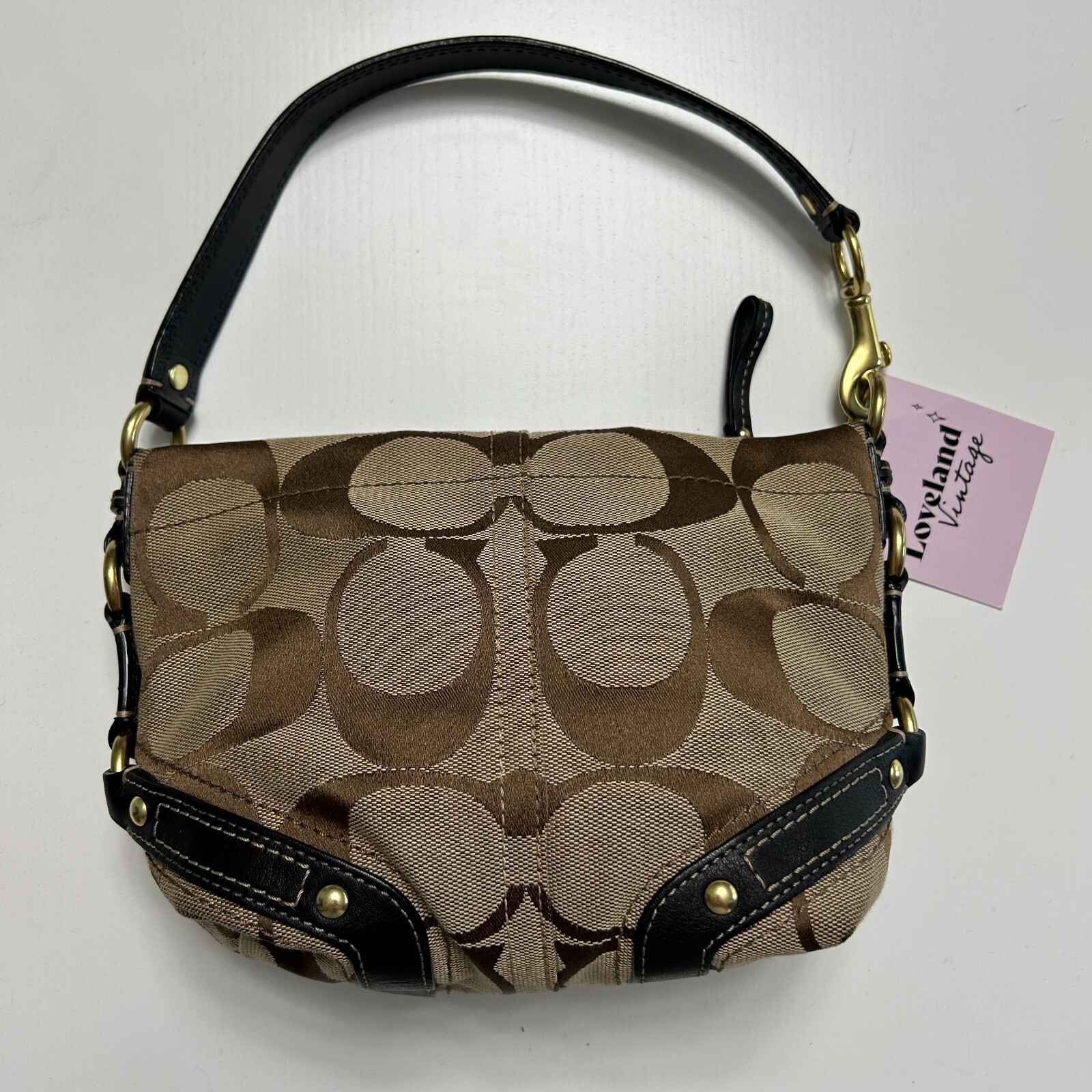 Y2K Coach Carly Signature Jacquard Baguette Mini Hobo… - Gem