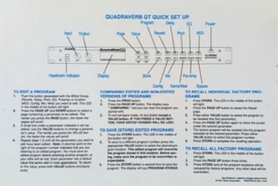 Alesis Original Quadraverb GT Quick Set Up Demonstration Programs Reference Card | eBay