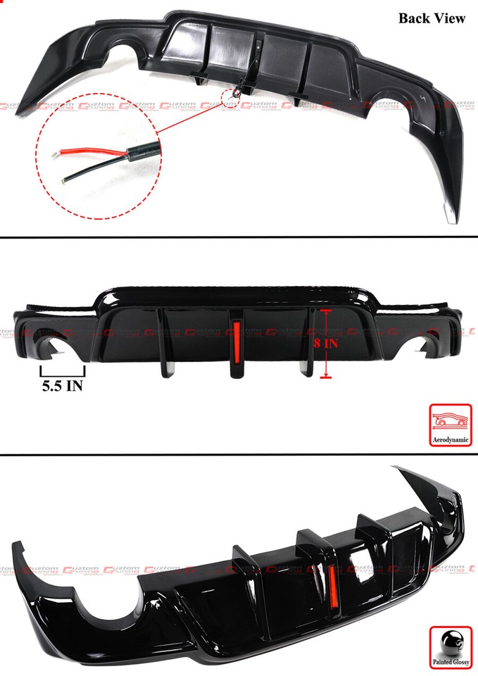 FOR 2014-2016 LEXUS IS250 IS350 CTM DESIGN LED GLOSS BLACK REAR BUMPER ...
