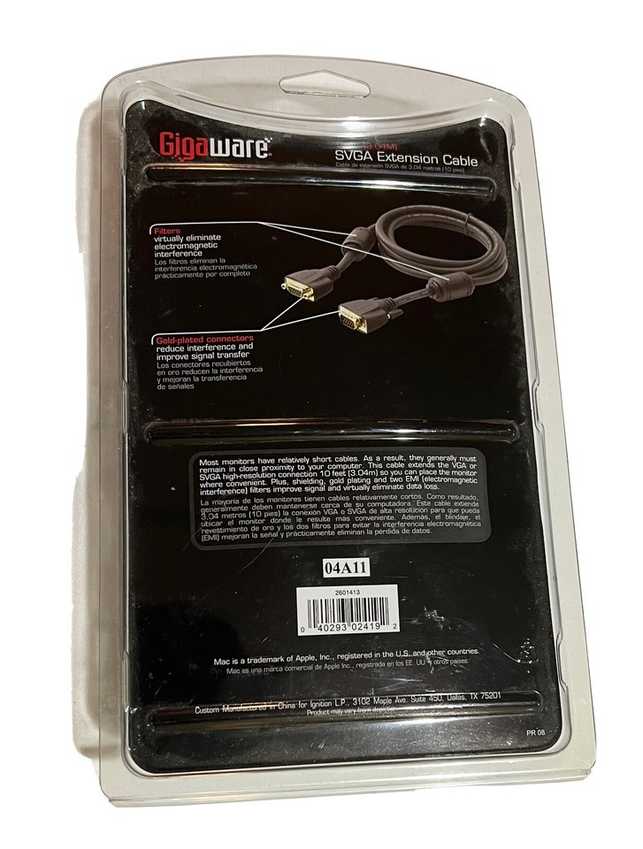 Gigaware 10-FT. SVGA Extension Cable #26-1413 Brand New | eBay