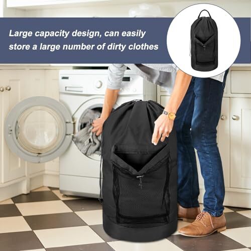 Travel Laundry Bag Backpack Dirty Clothes Organizer Heavy Duty Extra ...