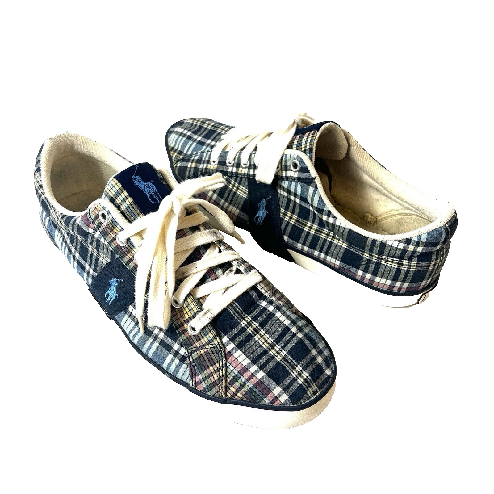 Polo Ralph Lauren Classic Blue Plaid Sneaker Shoe Men… - Gem