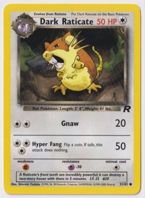 Pokemon Card Dark Raticate 51/82 Team Rocket WoTC | eBay