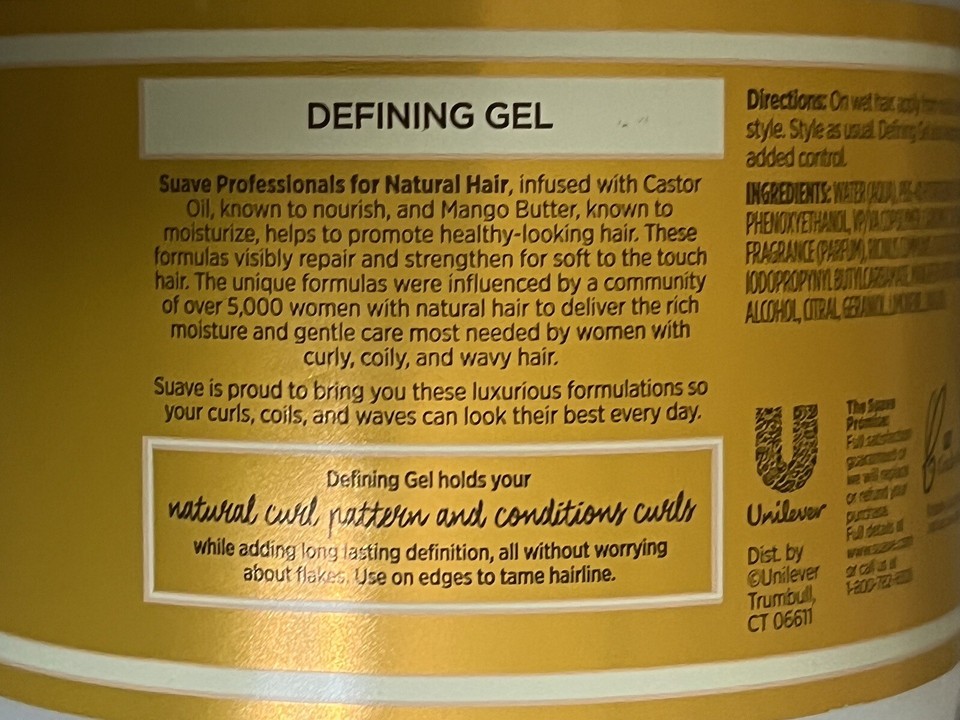 Suave Pro Defining Gel Castor Oil Anti- Breakage Treatment Mango Butter ...