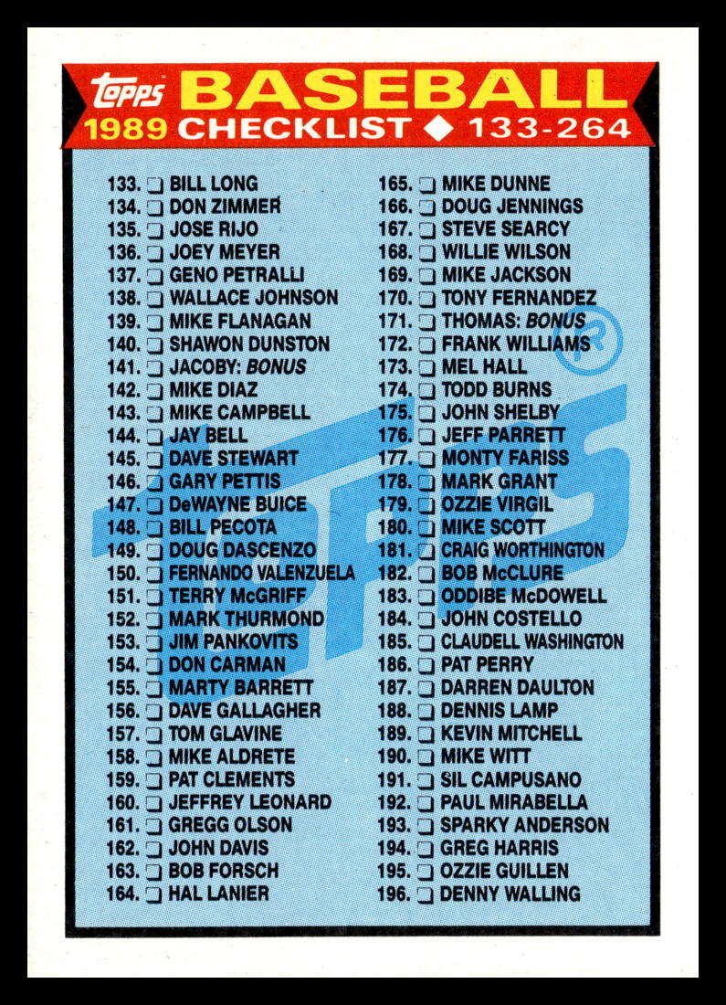 1989 Topps #118 Checklist: 1-132 Baseball Card | eBay