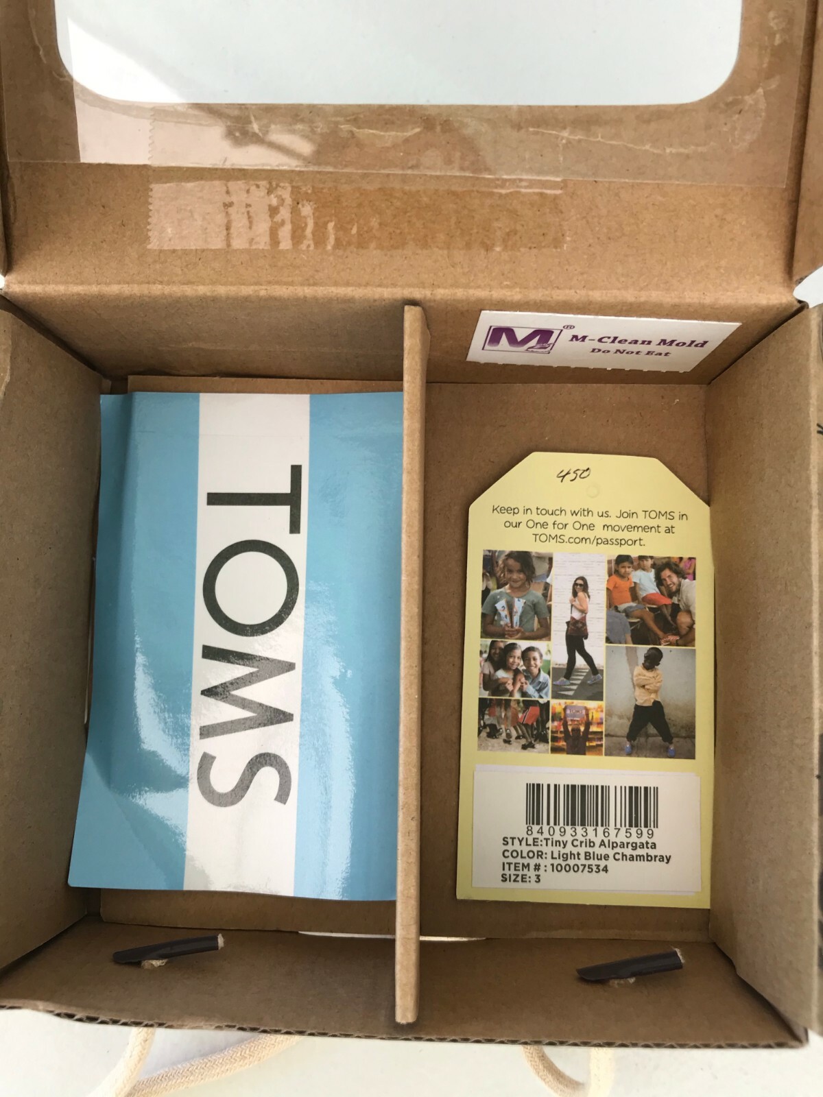 TOMS Baby boys Shoes in a box size 3 UK2 10cm Tiny crib Alpargata Light ...