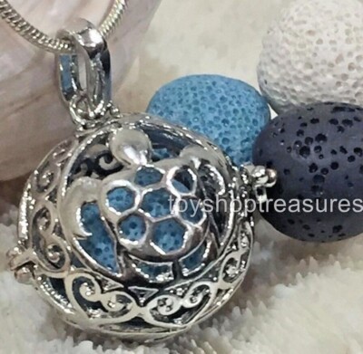 New Aromatherapy diffuser Hearts Turtle Necklace Essential Oil 3 Lava ...