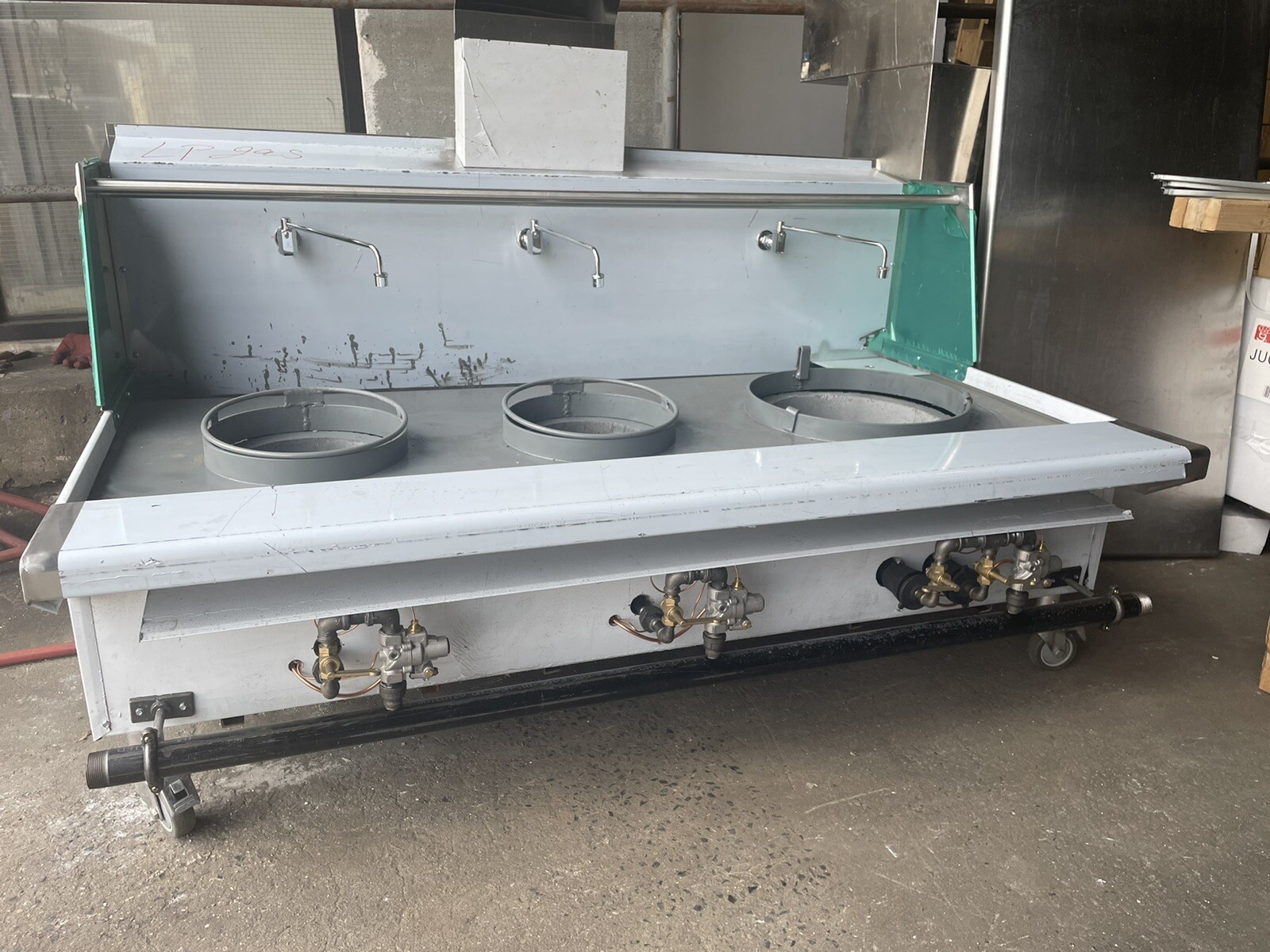 3 Hole Chinese Wok Range 18” Ring & 13” Jet Burner w/ Safety Valve Nat ...