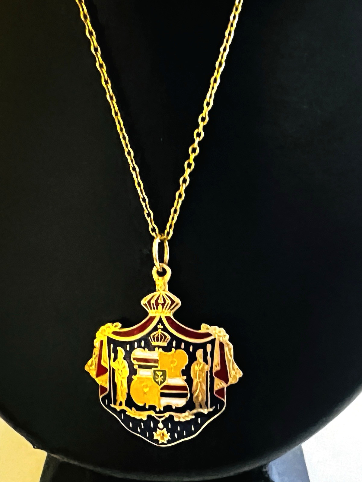 Hawaiian Royal Crest Coat of Arms 14K Gold Enamel Pen… - Gem