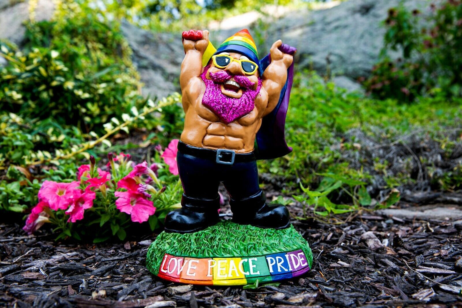 GAY PRIDE LGBT RAINBOW - Garden Gnome Outdoor Yard Statue Sculpture ...