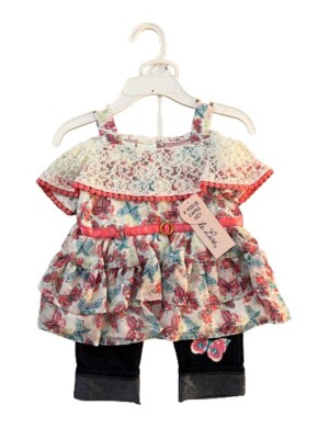 Little Lass, 2-piece Capri set, Butterfly, sequins, design, NWT | eBay