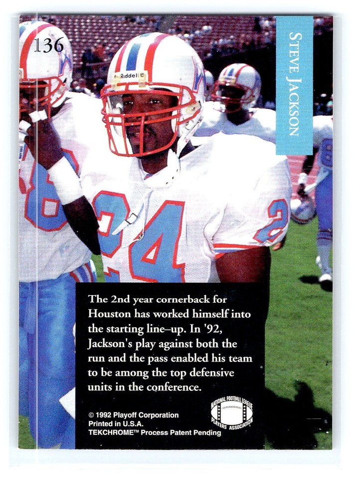 1992 Playoff Football #136 Steve Jackson Houston Oilers | eBay