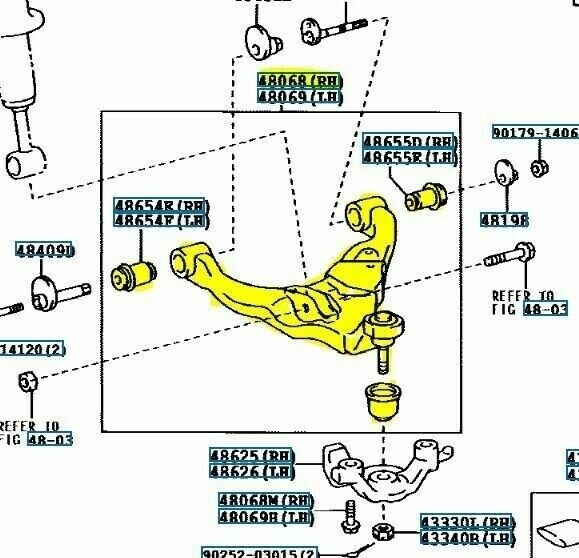 4806860010 Genuine Toyota Arm Front Suspension Lower RH 48068-60010 OEM ...