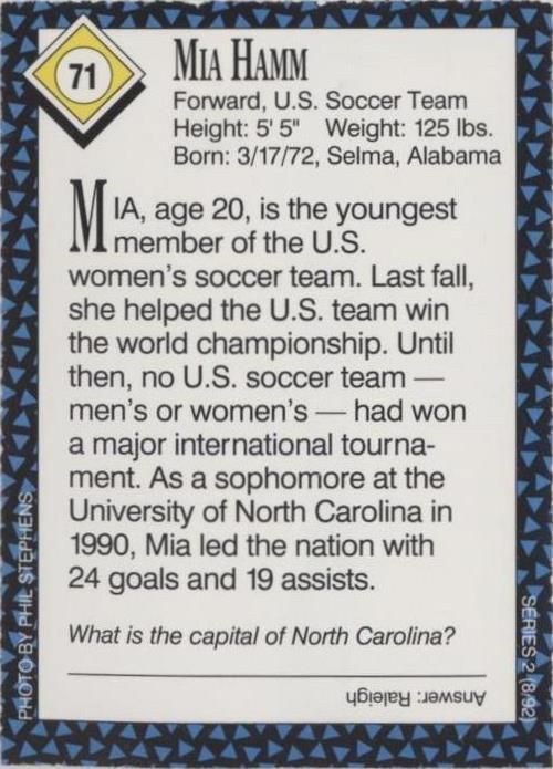 1992 Sports Illustrated for Kids Series 2 Mia Hamm #71 for sale | eBay