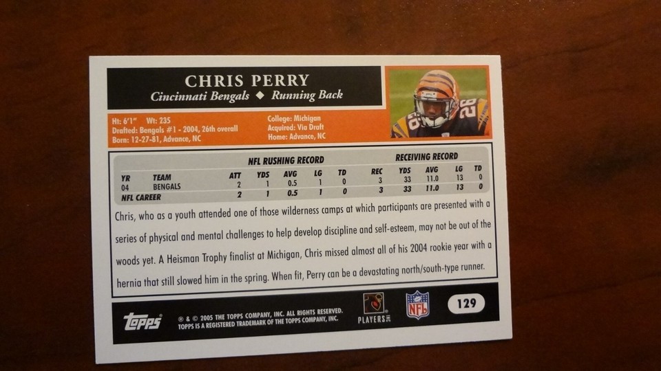 2005 TOPPS 50TH ANNIVERSARY # 129 CHRIS PERRY FOOTBALL CARD | eBay
