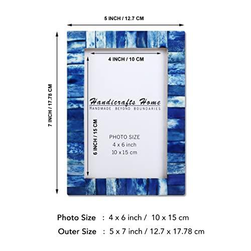 Handicrafts Home Photo Picture Frame - 4" x 6" Blue - Handmade Gift ...