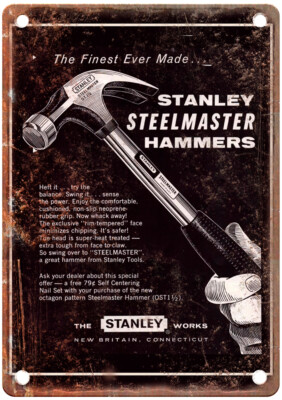 Vintage 1962 Stanley Steelmaster Hammer Tools Ad Reproduction Metal ...
