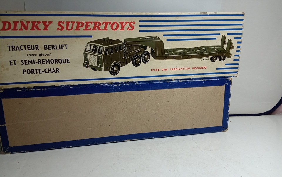 DINKY TOYS ANCIEN 1/43 #890 BERLIET PORTE CHAR BON ETAT EN BOITE USAGEE ...