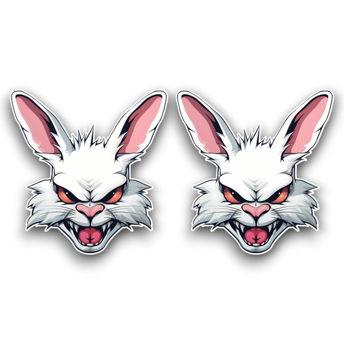 2x Small Angry Rabbit Head Vinyl Sticker Decals For Car Laptop ...