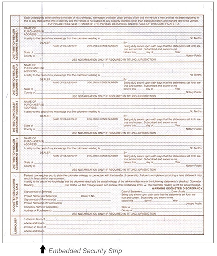 6 MCOs Certificates Of Origin MSO COO for all vehicles, trailers, UTVs ...