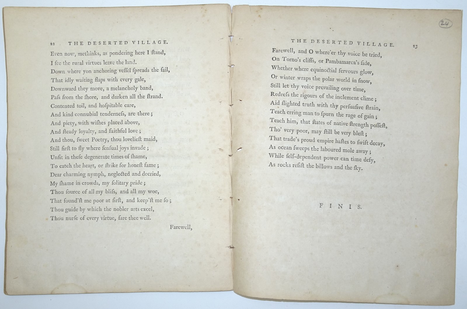 OLIVER GOLDSMITH The Deserted Village A Poem 10th Ed 1783 REMOVED ...