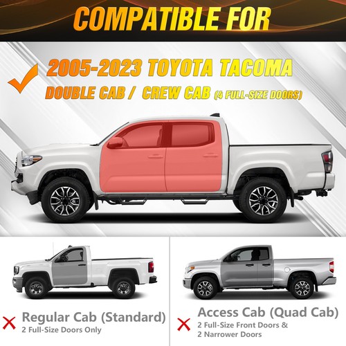 Side Rails Nerf Bar Running Boards For 2005-2023 Toyota Tacoma Double ...