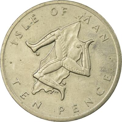 Manx Coin Isle of Man 10 Pence | Queen Elizabeth II | Triskelion | 1976 ...