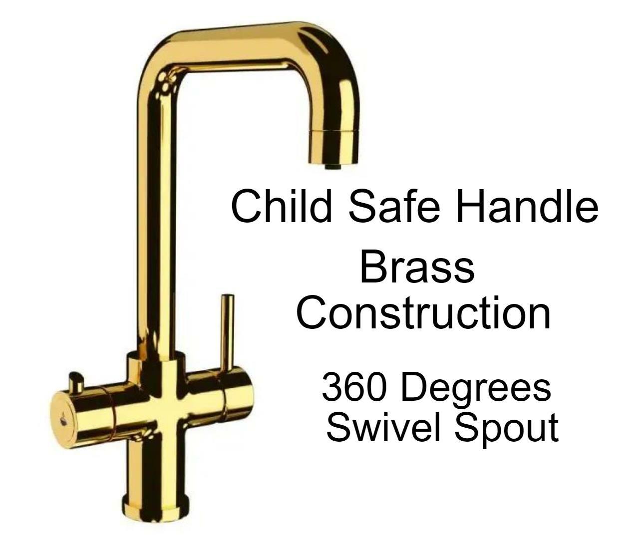 3 Way Gold Instant Hot Boiling Water Kitchen Tap, Filter & Digital ...