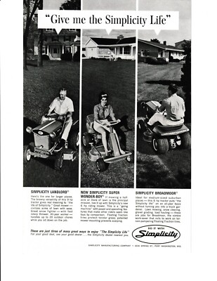 Simplicity Tractors Print Ad 60s Pt Washington WI People Mowing Lawns ...