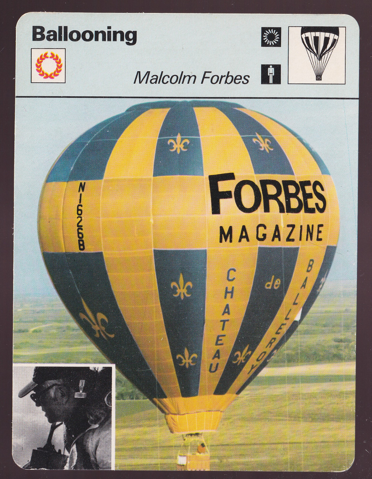 MALCOLM FORBES Hot Air Balloon Photo 1979 SPORTSCASTER CARD #65-01 | eBay