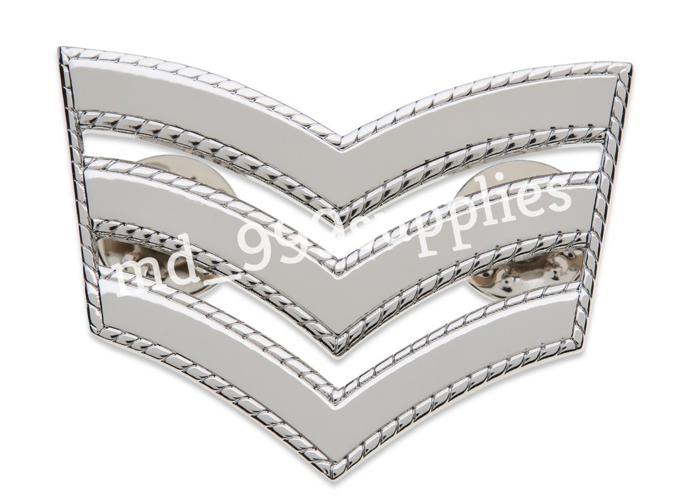 Police Sergeant Stripes Chevrons METAL Roped Edge Epaulettes Rank Sgt ...