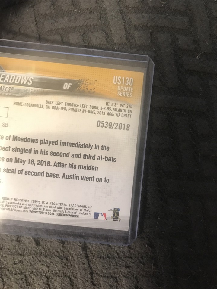 2018 Topps Update #US130 Austin Meadows rookie debut Gold RC card /2018 ...