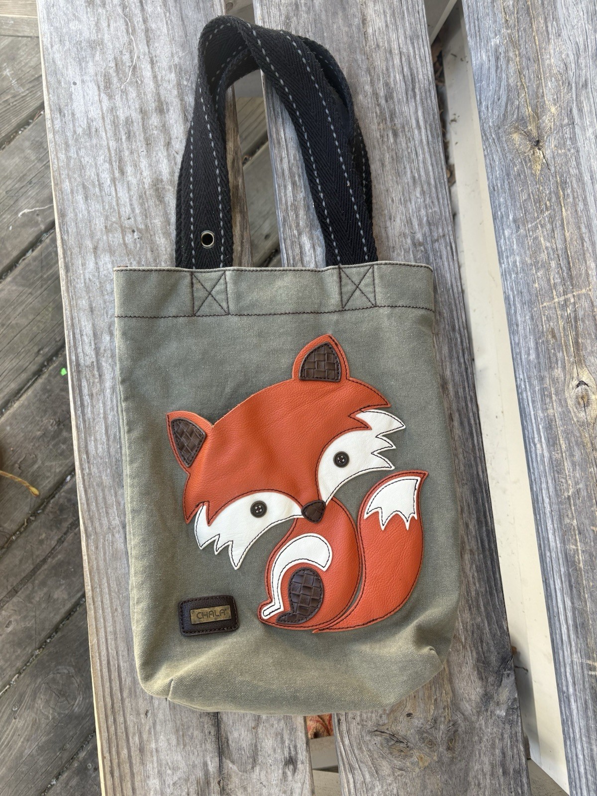 Chala FOX Green Canvas Tote Bag Cute 🥰 - Gem