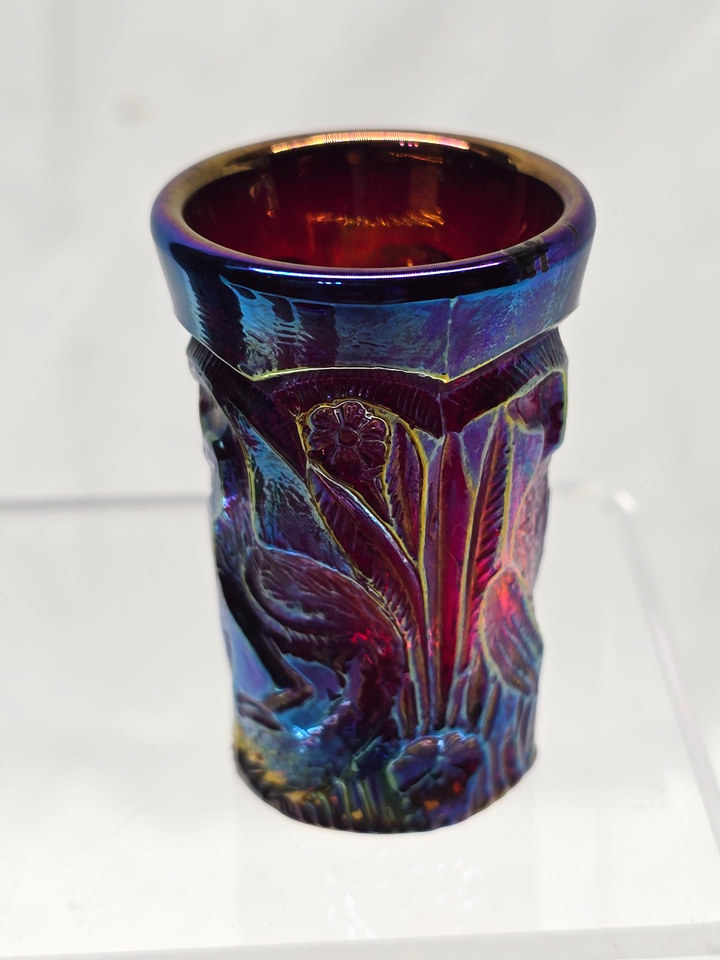 Summit Art Glass Ruby Carnival Stork in Rushes Mini Pitcher & Tumblers ...