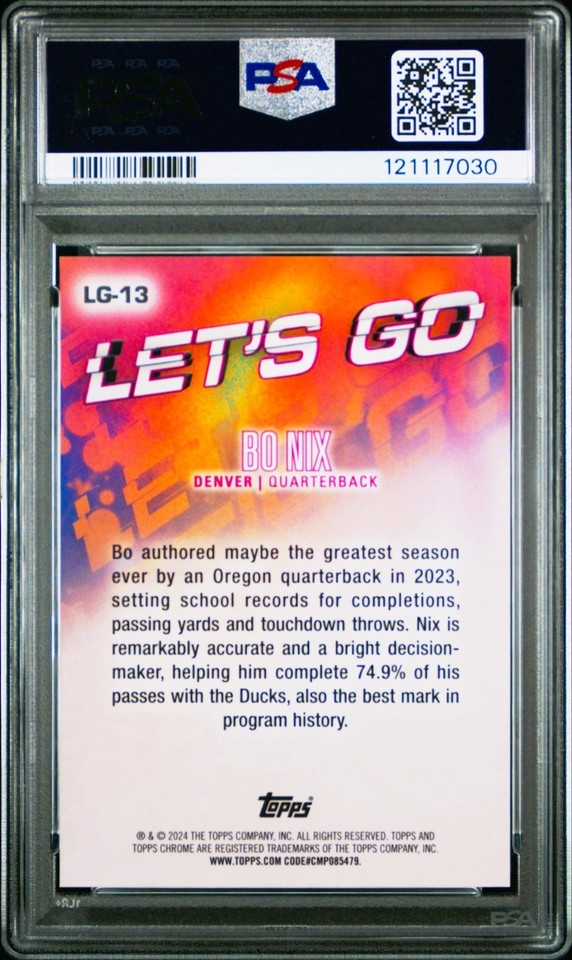 2024 Topps Chrome #LG13 Bo Nix RC Let’s Go Case Hit SSP PSA 10 GEM🔥 | eBay